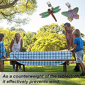8 Pack Vintage Tablecloth Weights on Clip Hangers,Cast Iron Butterfly Dragonfly Ladybug Tablecloth Pendant for Outdoor Garden Party Picnic Table Covers