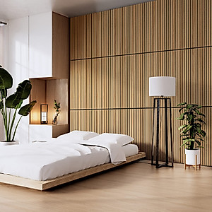 Acoustic Wood Slat Wall Panels for Interior Wall Decor | Soundproof Wall Panels | 3D Slat Wood Panels | Bedroom Sound Absorption Decor | 43.3” x 18.9” Each | Natural Oak (Oil Painted) - 2 PCS