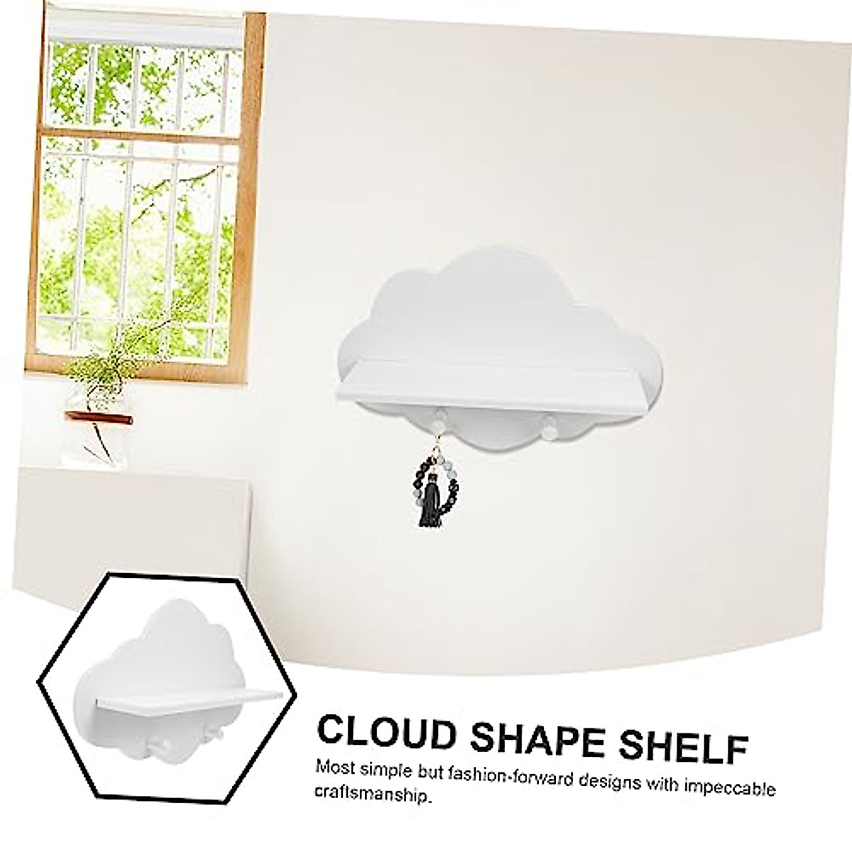 ARTIBETTER 1pc Shelf Blush Decor Wood Storage Shelves White Storage Shelves Wall Cloud Shelf for Nursery Floating Shelves Wooden White Storage Shelf Wall Mounted Shelves Finishing Shelf Fold