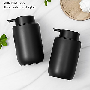 rejomiik Foaming Soap Dispenser Thick Ceramic Foam Hand Soap Dispenser for Bathroom or Kitchen Sink, Liquid Pump Bottles for Hand soap, Body Wash, Black