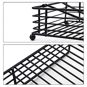 Napkin Holder for Table, Simple Design Black Iron Napkin Holder, Napkin Holders for Paper Napkins, Elegant Flat Paper Napkin Holder for Table, Kitchen, Countertops & Outdoor Tables，Line 7”x 7”