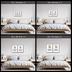 HJY Art 2 Piece Abstract Flower Wall Art for Bathroom Canvas Floral Wall Decor White and Blue Modern Home Living Room Dining Room Bedroom Office Painting Poster Framed Artwork (24''W x 32''H x2)