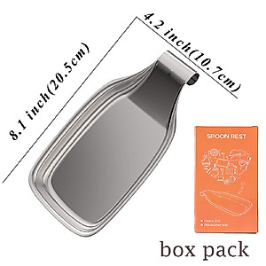 Spoon Rest for Stove Top, Amytalk 8 X 4 Inch Large Stainless Steel Spoon Rest Heavy Duty Holder for Kitchen, Spatula Ladle, Brush and Other Cooking Utensils
