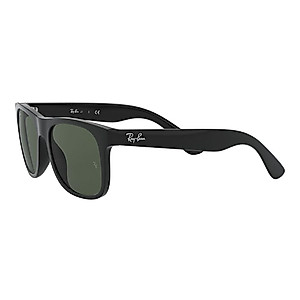Ray-Ban Junior Kids' RJ9069S Justin Square Sunglasses, Black/Dark Green, 48 mm