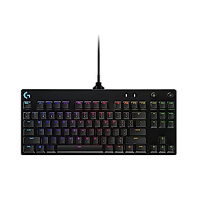 Logitech G Pro TKL Mechanical Wired Gaming Keyboard GX Blue Clicky Switch and LIGHTSYNC RGB Backlit Keys, 12 programmable F-key macros, Black - 920-009388 (Renewed)