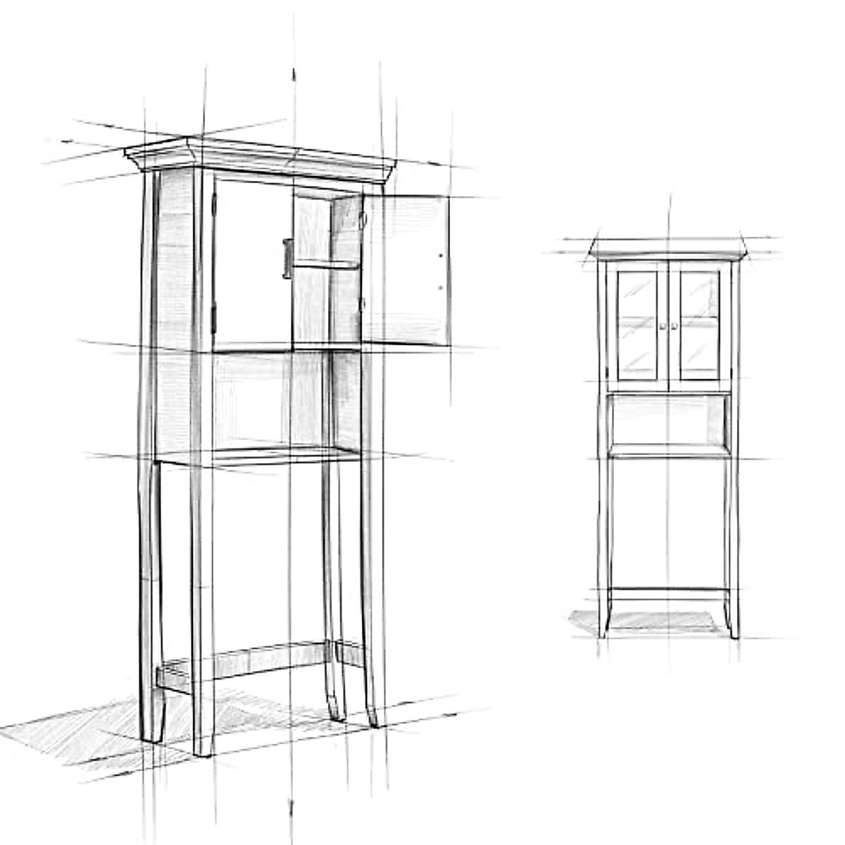 SIMPLIHOME Avington 67 inch H x 27 inch W Space Saver Bath Cabinet in Pure White with Storage Compartment and 1 shelf, for the Bathroom, Contemporary