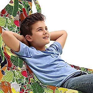 Ambesonne Garden Lounger Chair Bag, Exotic Farming Harvest Fruits Avocado Vegetable Agriculture Cooking Food Theme, High Capacity Storage with Handle Container, Lounger Size, Multicolor