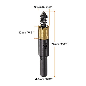 HARFINGTON Hole Saw 12mm (1/2") M35 HSS (High Speed Steel) Titanium Coated Drill Bit Cutter Opener for Stainless Steel Aluminum Alloy Metal Wood Plastic