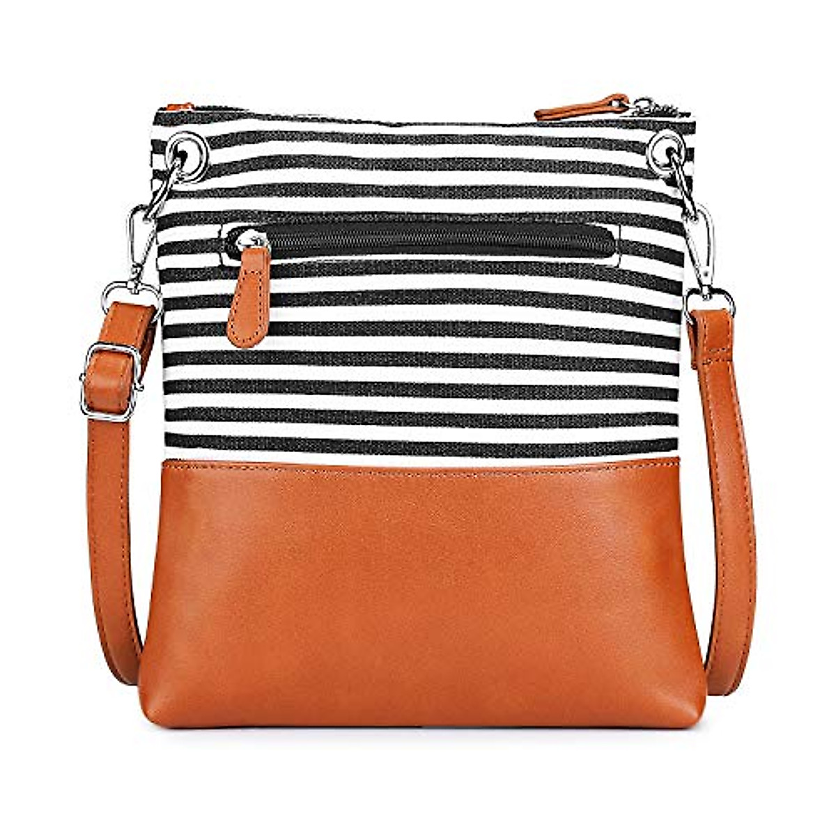 Newshows Women Lightweight Crossbody Bag Purse with Tassel Medium Canvas PU Leather, Zipper