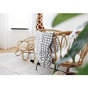 NODNAL CO. 3 Fitted Bassinet Sheets Black/White Set for Baby Girl/Boy - 100% OEKO-TEX Cotton - Gender Neutral I Love You, Plaid & Raindrop - Cradle/Moses Basket Hourglass Oval Rectangle Mattress Sheet