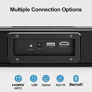 LARKSOUND Sound Bar for TV, 35 Inch TV Speaker, Surround Sound System, TV Soundbar with Bluetooth/HDMI ARC/Optical/AUX/USB Connection, 70W, Wall Mountable