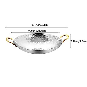 Stainless Steel Cookware Pan with Handle 9inch Non Stick Stir Fry Pans Stockpots Korean Ramen Pot for Gas Induction Or Electric Stove Golden Non Stick Frying Pan