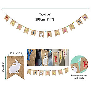Happy Easter burlap banner decoration,Easter decorative garland,Easter decor bunny sign,Easter décor For party, Easter Bunny Banner Gift for Kids hung on the wall outside