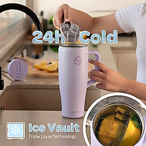 Hydracy Soulmate 40oz Tumbler with Handle and Flip Straw - 100% Leakproof Reusable Insulated Cup with Stainless Steel Straw - Cupholder Friendly Rubber Base Travel Mug - Gifts for Women & Men