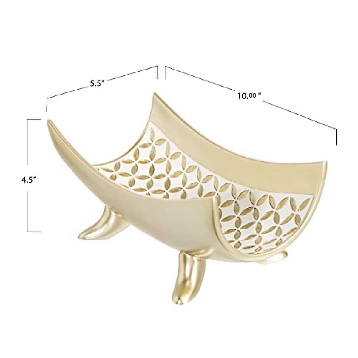 Creative Scents Schonwerk Diamond Lattice Decorative Bowl Table Centerpiece - Home Decor for Living Room, Centerpieces for Dining Room and Coffee Table (Gold & White)