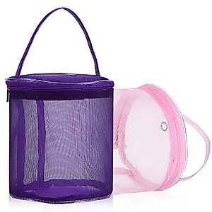 Ciieeo 2 Pcs Yarn Storage Bag Mesh Knitting Bag Portable Round Yarn Balls Organizer Yarn Wool Storage Bag for Sewing Accessories, Yarn Balls and Crochet Kits