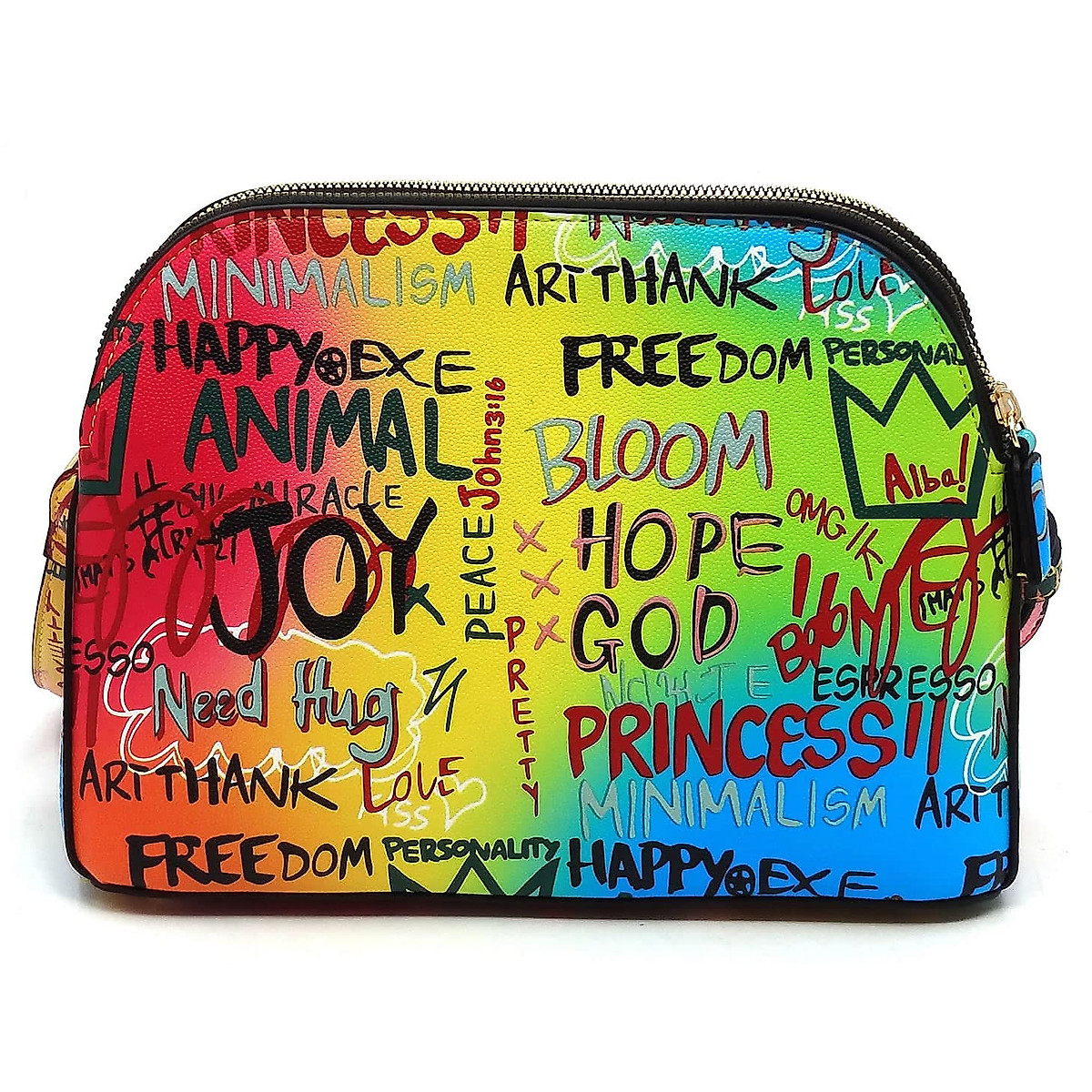 MIZUBA Multi Graffiti Tassel Zipper Crossbody Bag graffiti bags for spray cans graffiti art bag graffiti bags and purses (Blue/fuchsia)