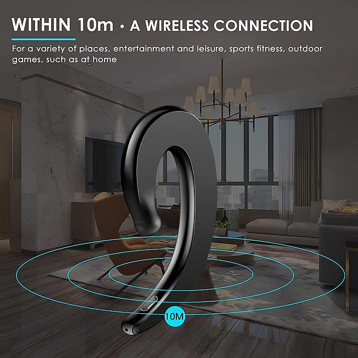 IKXO Ear Hook Bluetooth Headphones Wireless - Lightweight Single Ear Painless Noise Cancelling Earphones Waterproof with Ear Plug Charging Case 150H