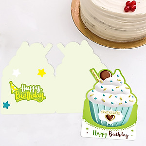 ceiba tree Birthday Cards 18 Pack Assortment Cupcake Shaped Greeting Card Notes DIY Happy Birthday Cards with Envelopes and Stickers
