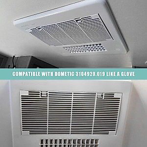 Seven Sparta RV A/C Ducted Air Grille Compatible with Dometic 3104928.019 with 2 Filters, Duo-Therm Pad Replacement Air Conditioner Vent cover, RV Interior Parts & Accessories 14.1" x 7.7" Polar White