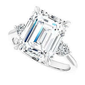 JEWELERYIUM Classic Three Stone Engagement Ring, Emerald Cut 4.00CT, VVS1 Clarity, Colorless Moissanite Ring, 925 Sterling Silver, Wedding Ring, Daily Wear Ring, Perfact for Gift Or As You Want (7)