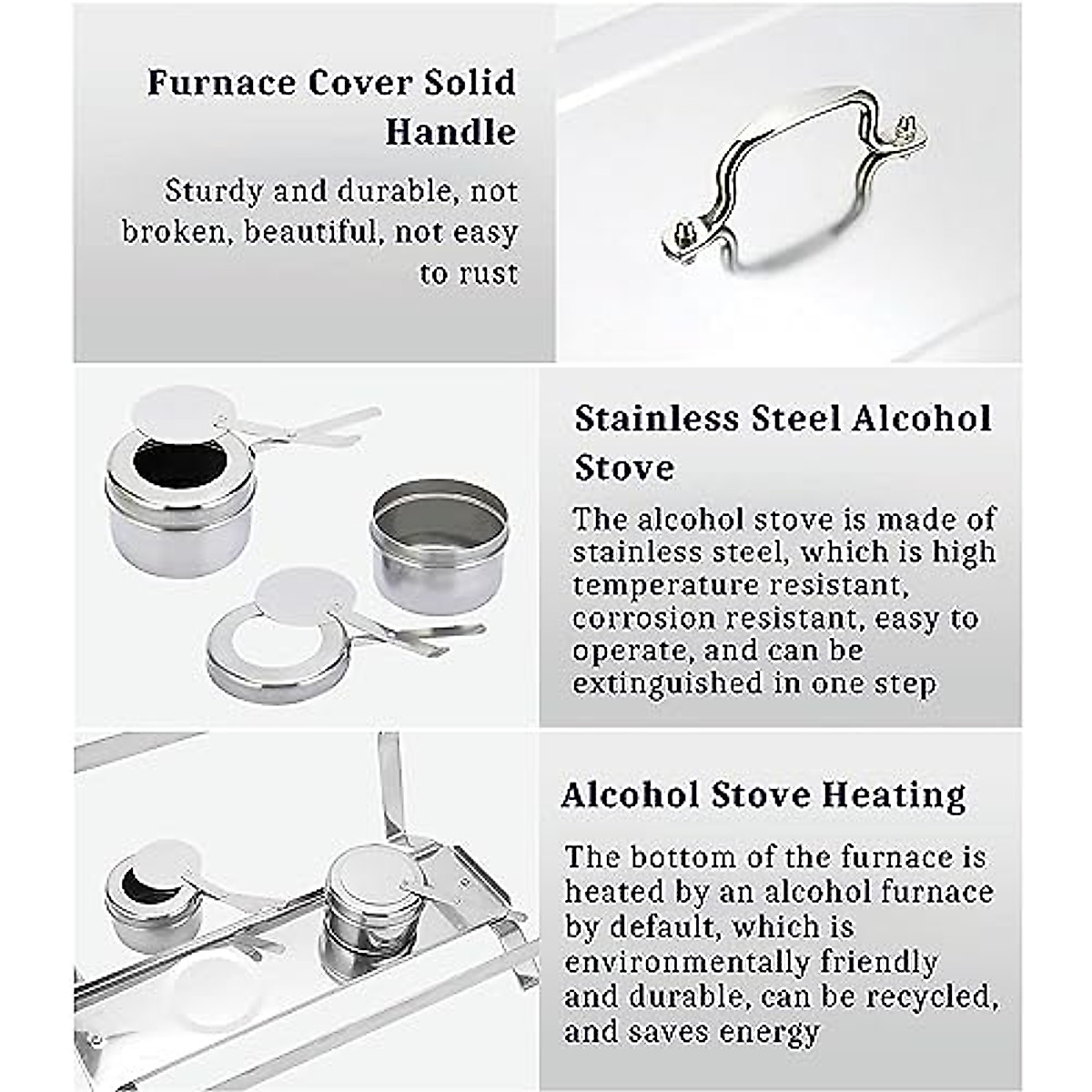 6L Stainless Steel Chafing Dish, for Catering Kitchen Buffet Food Warmer Tray Dining, with Lid & Food Pan & Fuel Holders Frame