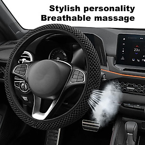 Elastic Stretch Steering Wheel Cover, 15 Inch Universal Anti-Slip Car Steering Wheel Cover for Auto Truck Van SUV, Warm in Winter and Cool in Summer, Odorless,Easy Carry (Black)
