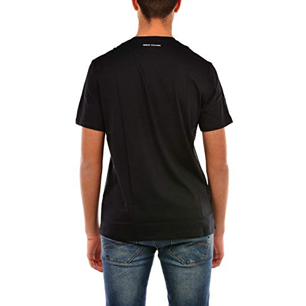 A|X ARMANI EXCHANGE mens Crew Neck Logo Tee T Shirt, Grid Logo Navy, Medium US