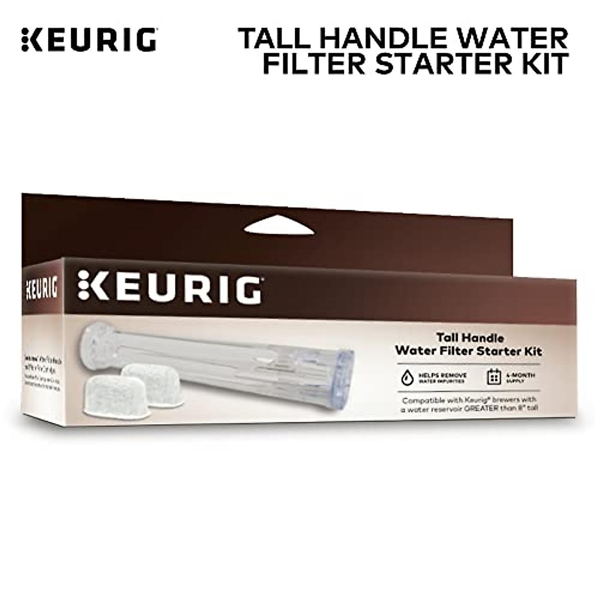 Keurig Tall Handle Water Filter Starter Kit, Comes with Handle and 2 Replacement Water Filters, Compatible with Select Keurig Coffee Makers