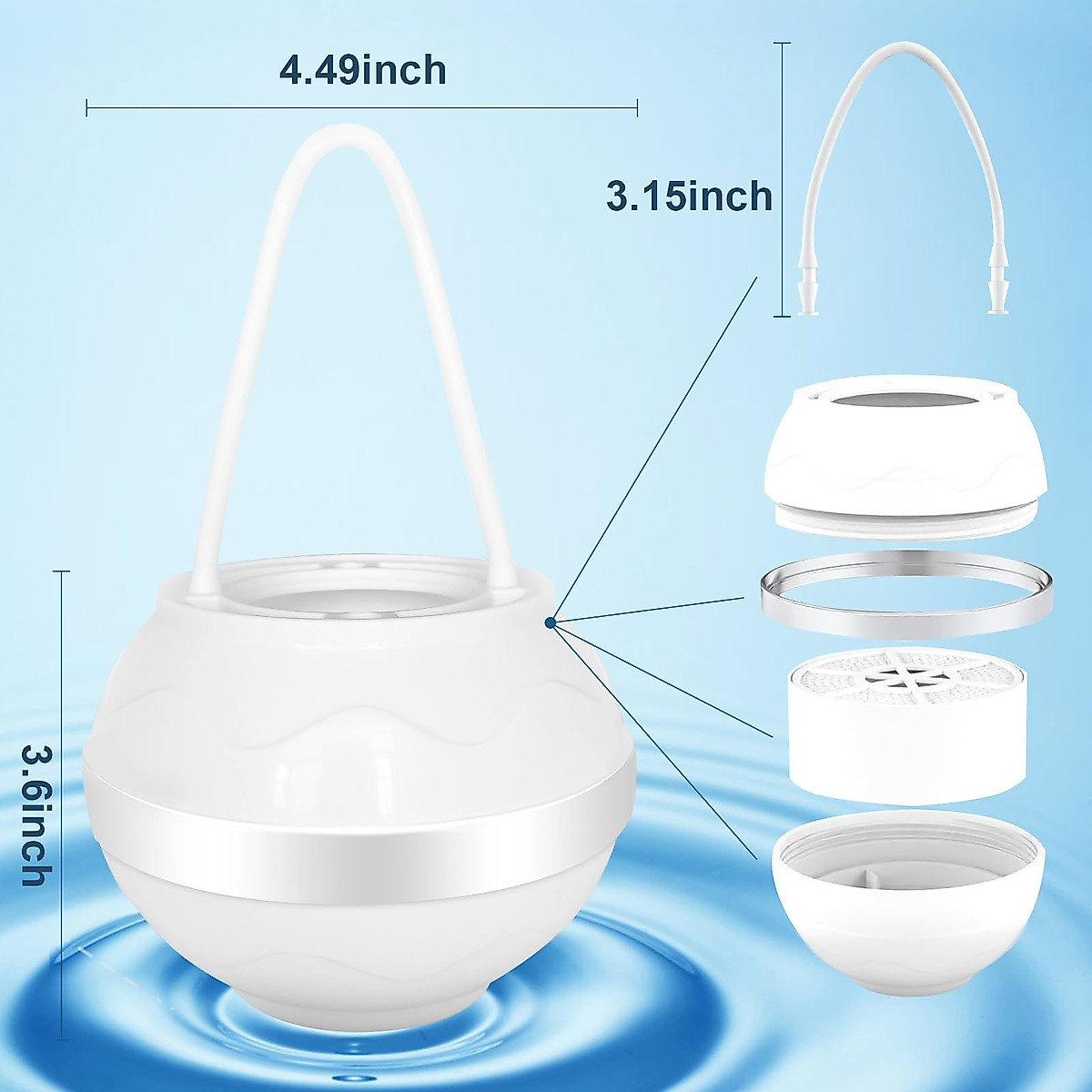 Bath Ball Filter-8 Stages Bathtub Water Filter Removes Chlorine,Other Contaminants.Improve Water Quality,Make Hair,Skin Smoother,Healthier.Bathtub Filter for Tub Faucet|2500 Gallons Filtered|BPA-Free