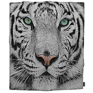 Mugod White Tiger Throw Blanket Close-Up Beautiful Portrait Tiger Decorative Soft Warm Cozy Flannel Plush Throws Blankets for Baby Toddler Dog Cat 30 X 40 Inch