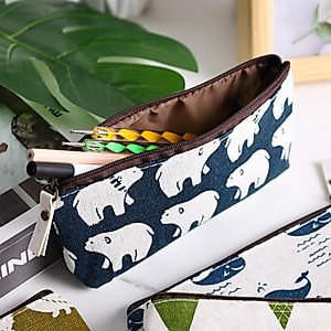 Koogel 10 Packs Canvas Zipper Pencil Bags, 5 Style Pencil Case Pouch Bag Small Cosmetic Makeup Bags Coin Purse Multifunctional Cosmetic Makeup Bag Small Pouches for Purse