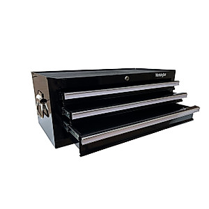 Workington Industrial 3 Drawers Portable Metal Intermediate Box, 26" Middle Tool Chest Cabinet with Ball Bearing Drawer Slides, Steel Tool Storage Box Organizer 4009 Black