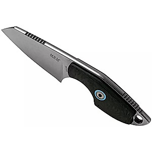 MKM Maniago Knife Makers MIKRO 2 Sheepsfoot Fixed Blade Neck Knife and EDC Tool - M390 Super Steel, Full Tang, Designed by Jesper Voxnaes, Made in Italy (Carbon Fiber)