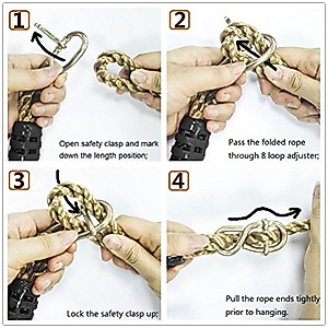 Tree Swing / Hammock Hangings Safer Nylon Rope,Tree Swing Hanging Strap Kit(Holds Up to 650 Lbs.) -Pack of 2（Adjustable）