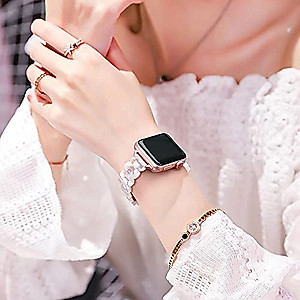 Secbolt Band Compatible with Apple Watch Band 38mm 40mm 41mm Women, Slim Resin Bracelet for iWatch Series 8/7/6/5/4/3/2/1/SE, Pinkish White