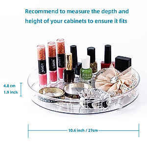 YCLADEC 4 Pack Lazy Susan 10.6inch Turntable Pantry Organization and Storage for Cabinet Organizer Container Bins Spice Rack Rotating Condiment Countertop Kitchen Vanity Bathroom Jewelry Holder Clear