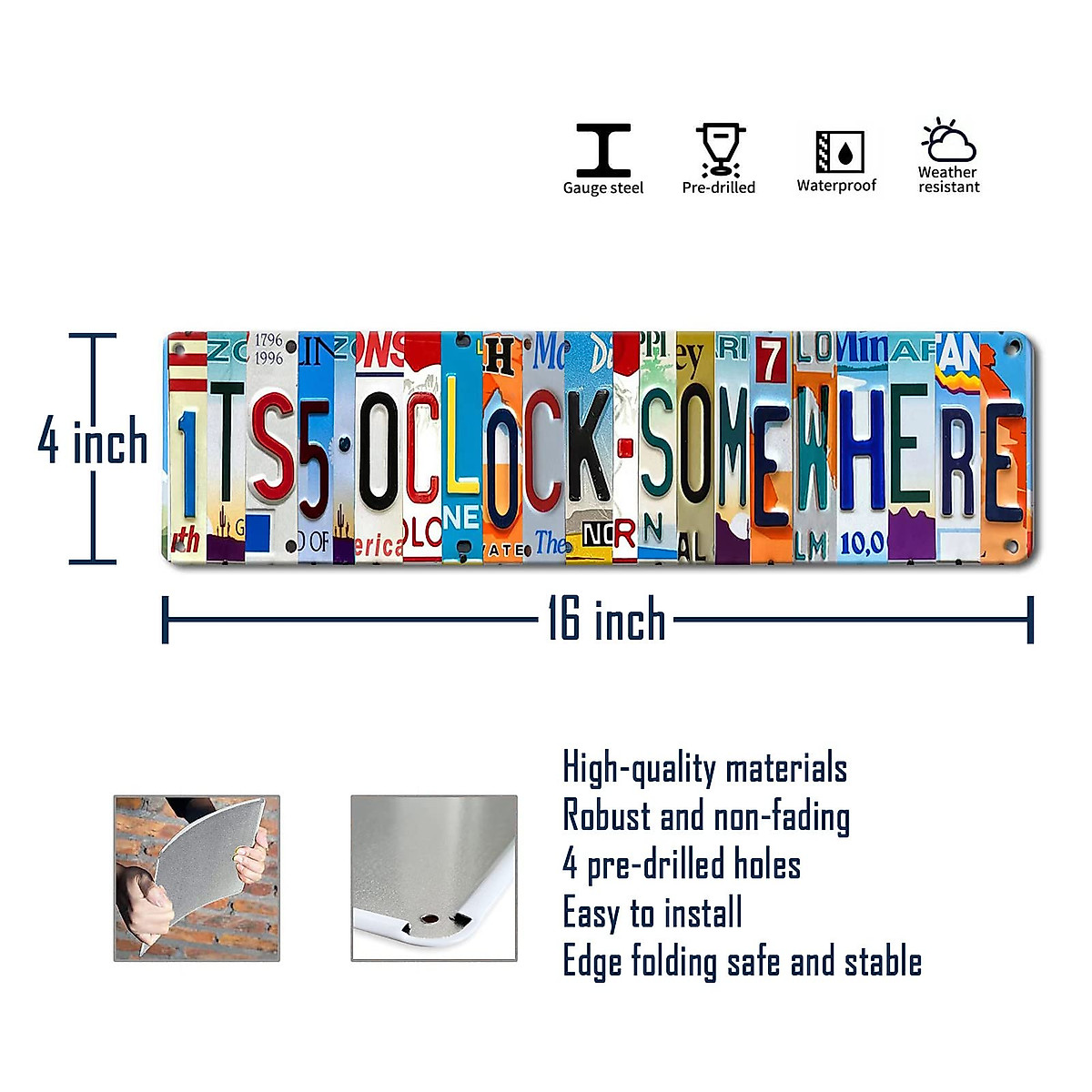 Bar Signs For Home Bar Decor Its 5 O'Clock Somewhere Sign Funny Metal Tin Sign Outdoor Bar Accessories Vintage Surfboard Decor Street Signs For Bedroom Bar Wall Decor Garage Decor It'S Five O'Clock