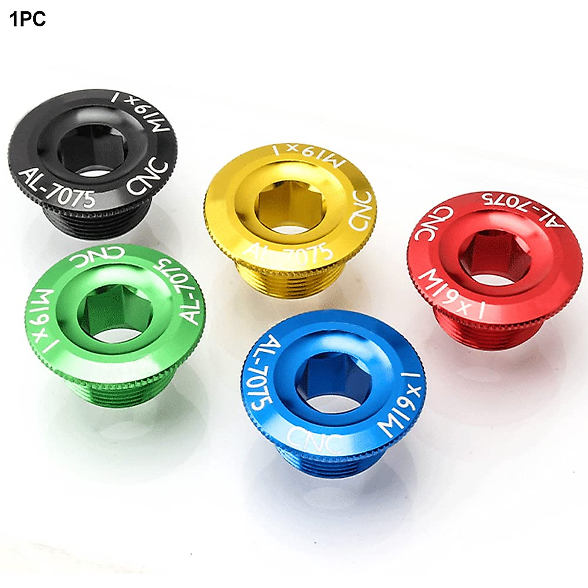 EMVANV Bicycle Crankset Screws, Practical M19 Cycling Cranket Crank Fixing Bolt, Durable Bottom Aluminum Alloy Crankset Nut Cove-r Cap