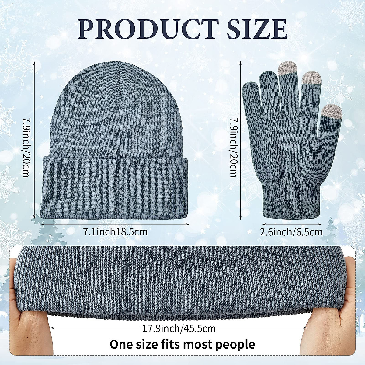 48 Pcs Bulk Winter Knit Beanies Gloves Men Women Warm Beanie Touchscreen Gloves Set Cozy Winter Accessories (Bright Color)