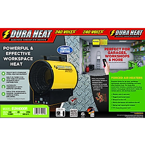 Dura Heat EUH4000R Electric Forced Air Heater with Remote Control 12,800 Btu