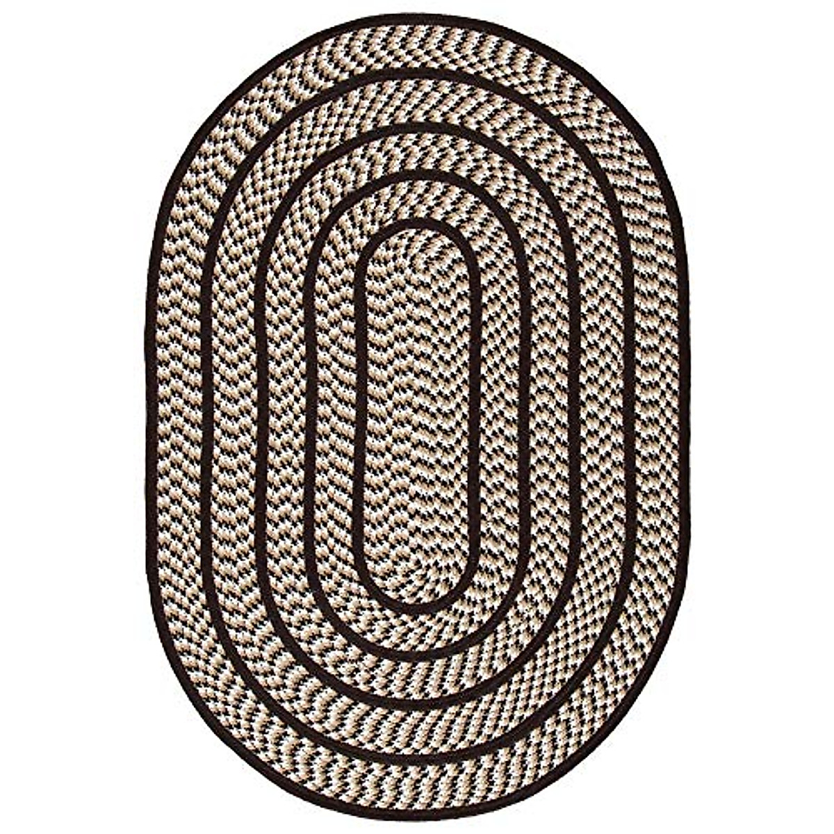 SAFAVIEH Braided Collection 4' x 6' Oval Ivory / Black BRD401C Handmade Country Cottage Reversible Area Rug