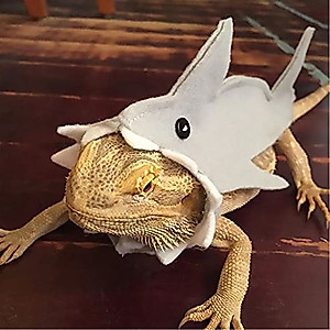 SEIS 3 Pcs Shark Bearded Dragon Costume Felt Cloth Lizard Outfit Halloween Small Animal Clothes Harness for Chameleon Gecko Anole Iguana Amphibians (1 Pcs (L))