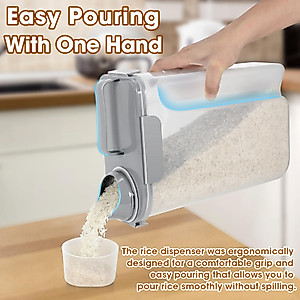 TBMax Rice Container 10 Lbs Kitchen Pantry Food Storage Container, Small Pet Dog Cat Food Container Dispenser 6 Lbs, Plastic Rice Cereal Flour Holder with Cup for Dry Food Storage Organization