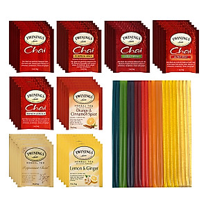 Tea Bunch Tea Variety Tea Bags 40 Tea Bags Individually Wrapped Herbal Tea Bags and Twinnings Black Tea Variety Pack Comes in 8 Types of Teas with 20 Honey Sticks 61.0 Count