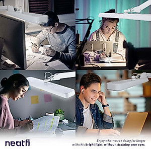 Neatfi XL 2,500 Lumens LED Task Lamp, 30W Super Bright Desk Lamp with Clamp, 162 Pcs SMD LED, Eye-Caring LED Lamp (Non-CCT, White)