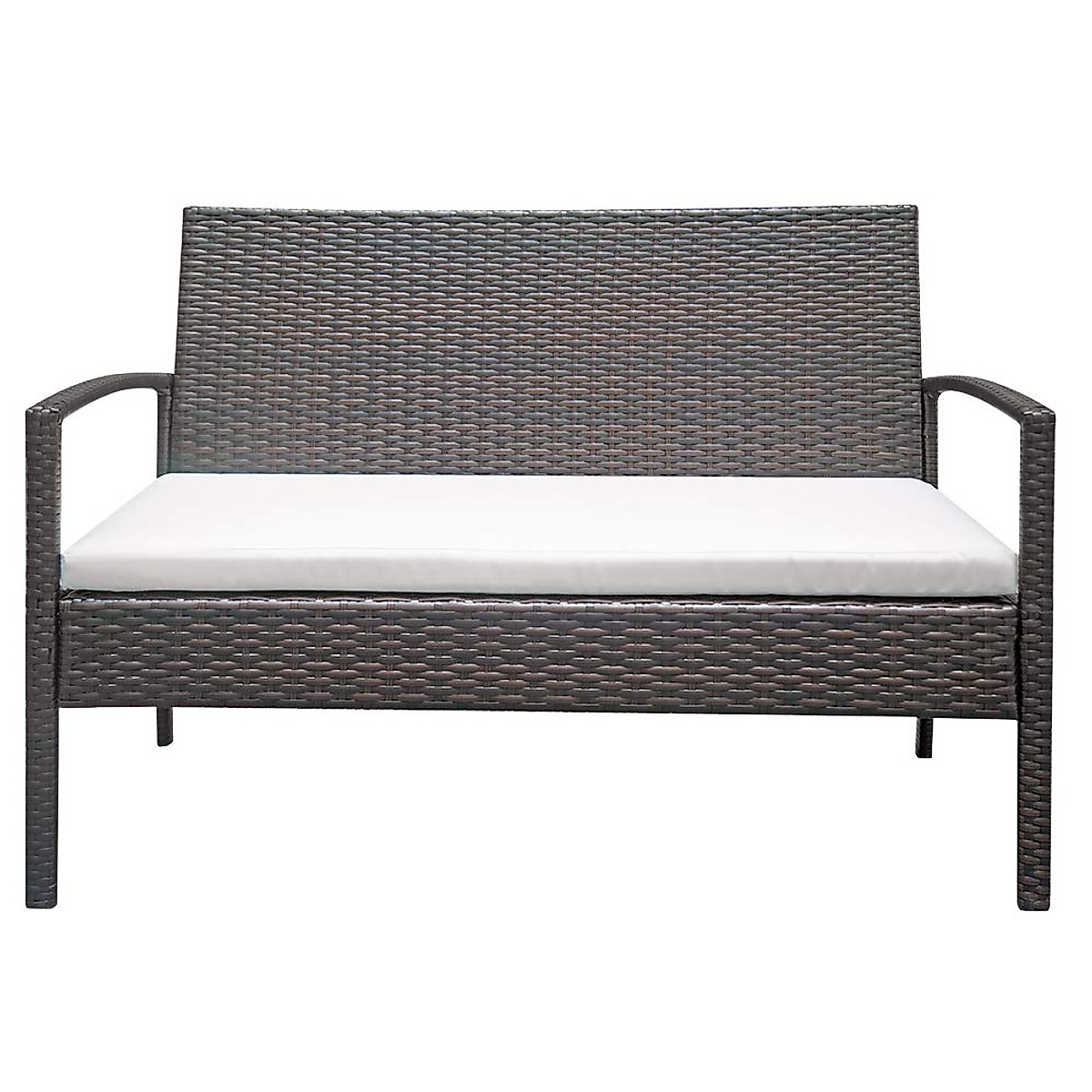 Patio Furniture Set, Outdoor Patio, Items for Patio, Outdoor Wicker Patio Furniture Set, 2 Arm Chairs, Loveseat, Glass Coffee Table, Brown