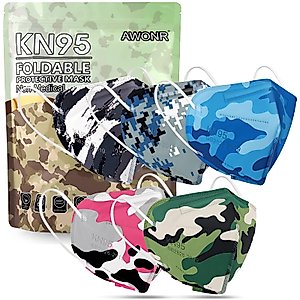 KN95 Face Mask - AWONR 25 Pack Disposable Safety KN95 Masks 5-Ply Protection Comfortable Fit for Men & Women, A-Multicolor