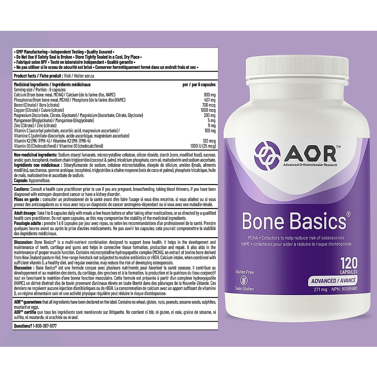 Bone Basics (120 Capsules) Brand: A.O.R Advanced Orthomolecular Research