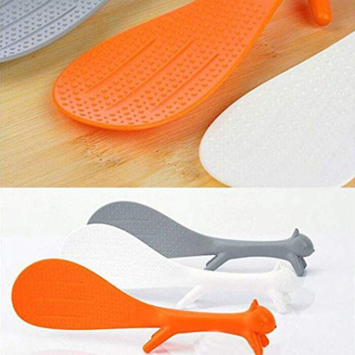 RUITASA Rice Paddle 3PCS Lovely Squirrel Shape Standing Spoon, Rice Paddle,Non-stick Rice Paddle Spoon Creative Household Kitchen Tools,Stick and Heat Resistant Kitchenware